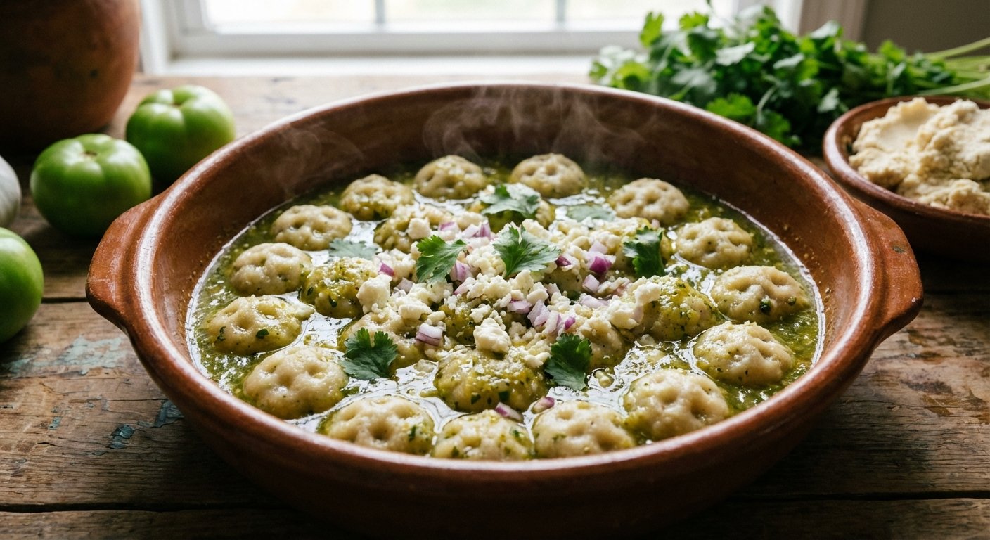 Chochoyotes de Maíz con Salsa Verde | En mi cocina
