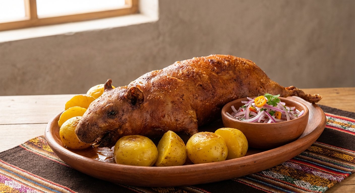 Cuy Asado con Papas Doradas | En mi cocina