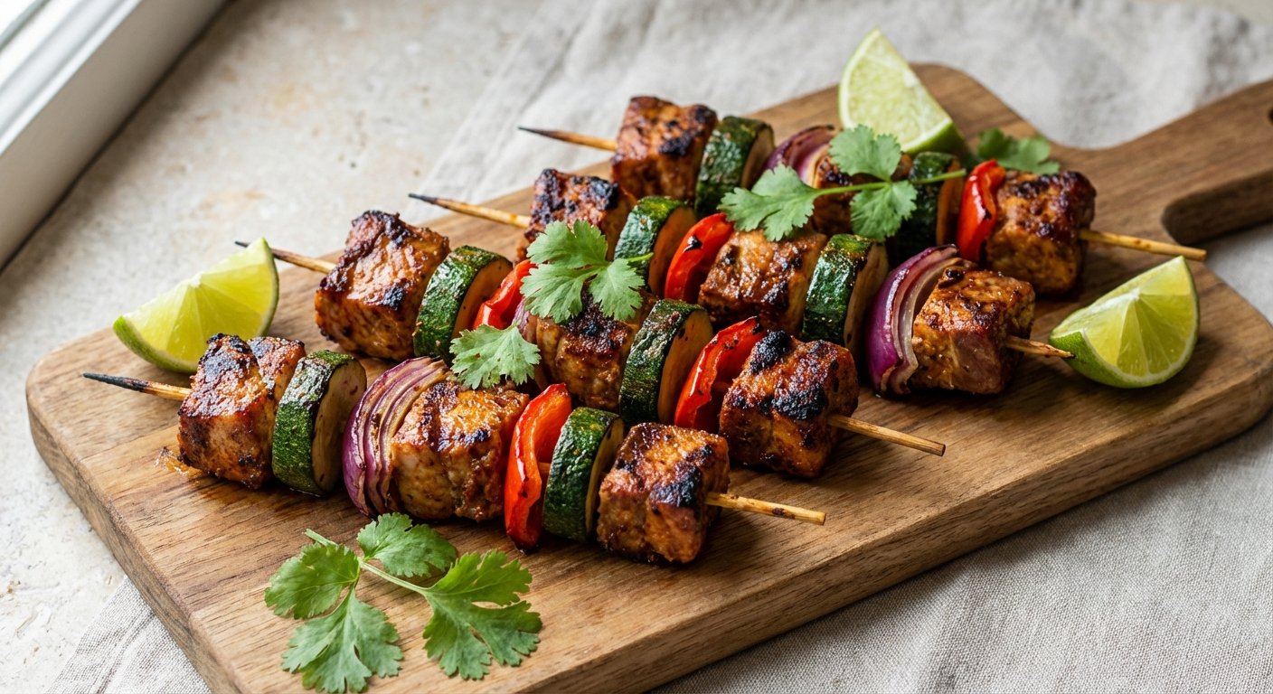 Mini Pinchos de Cerdo Mexicano con Calabacín | En mi cocina
