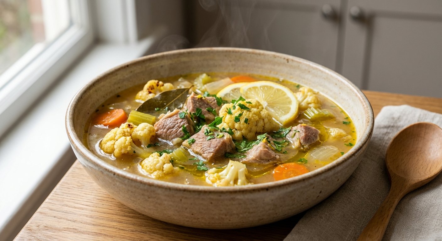 Sopa de Cerdo con Coliflor y Limón | En mi cocina