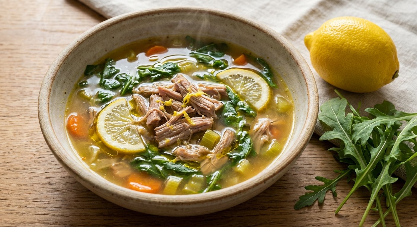 Sopa de Cerdo con Rúcula y Limón | En mi cocina