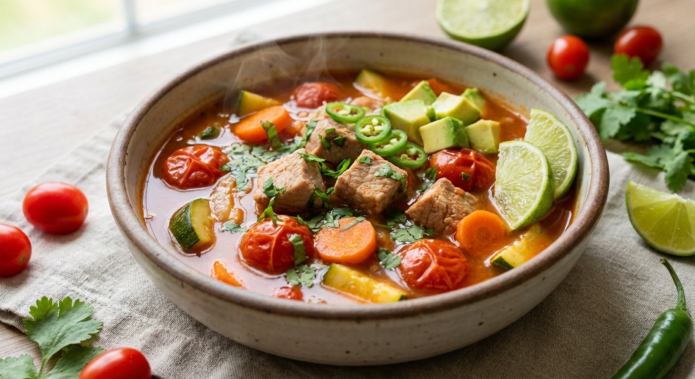 Sopa de Cerdo con Tomate Cherry Estilo Mexicano | En mi cocina